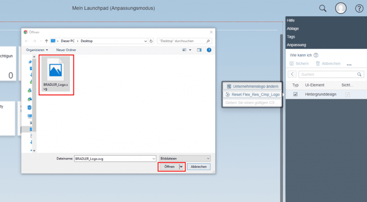 Unternehmenslogo der HTML5-basierten Benutzeroberfläche von SAP Business ByDesign hinzufügen