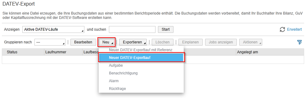 Kurzanleitung: DATEV-Export