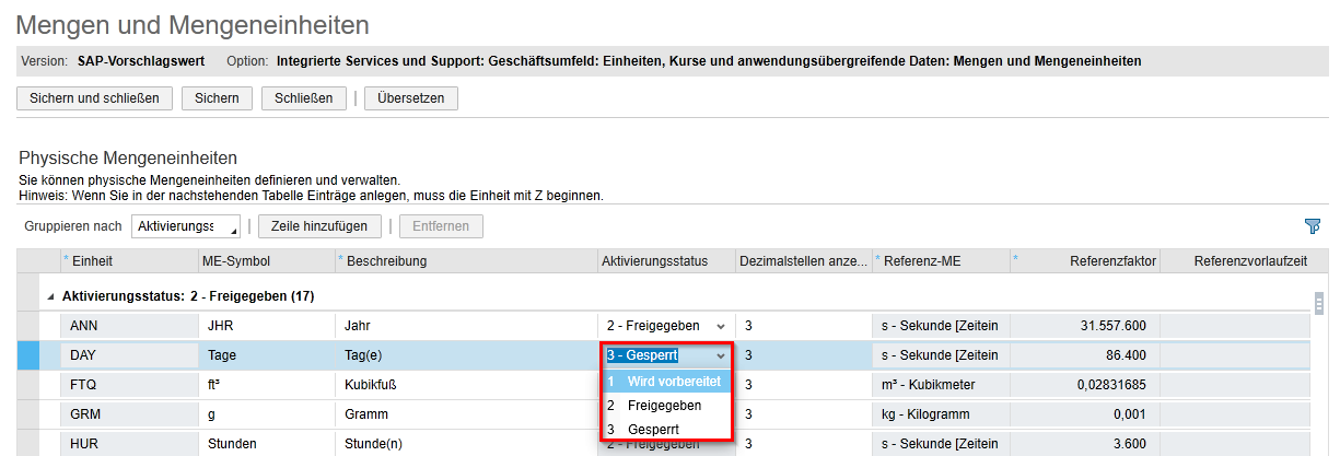 Kurzanleitung: Mengen und Mengeneinheiten anpassen