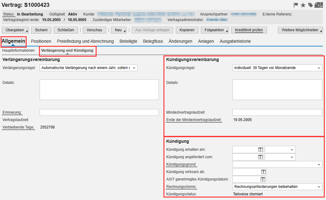 Kurzanleitung: Vertrag kündigen