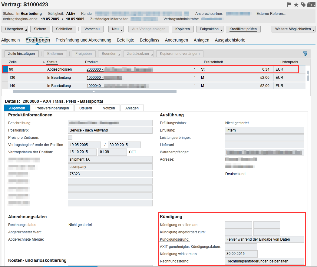 Kurzanleitung: Vertrag kündigen